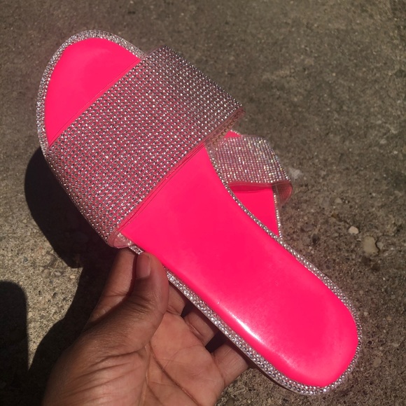 Shoes | Hot Pink Rhinestone Sandal Bling Sparkle | Poshmark